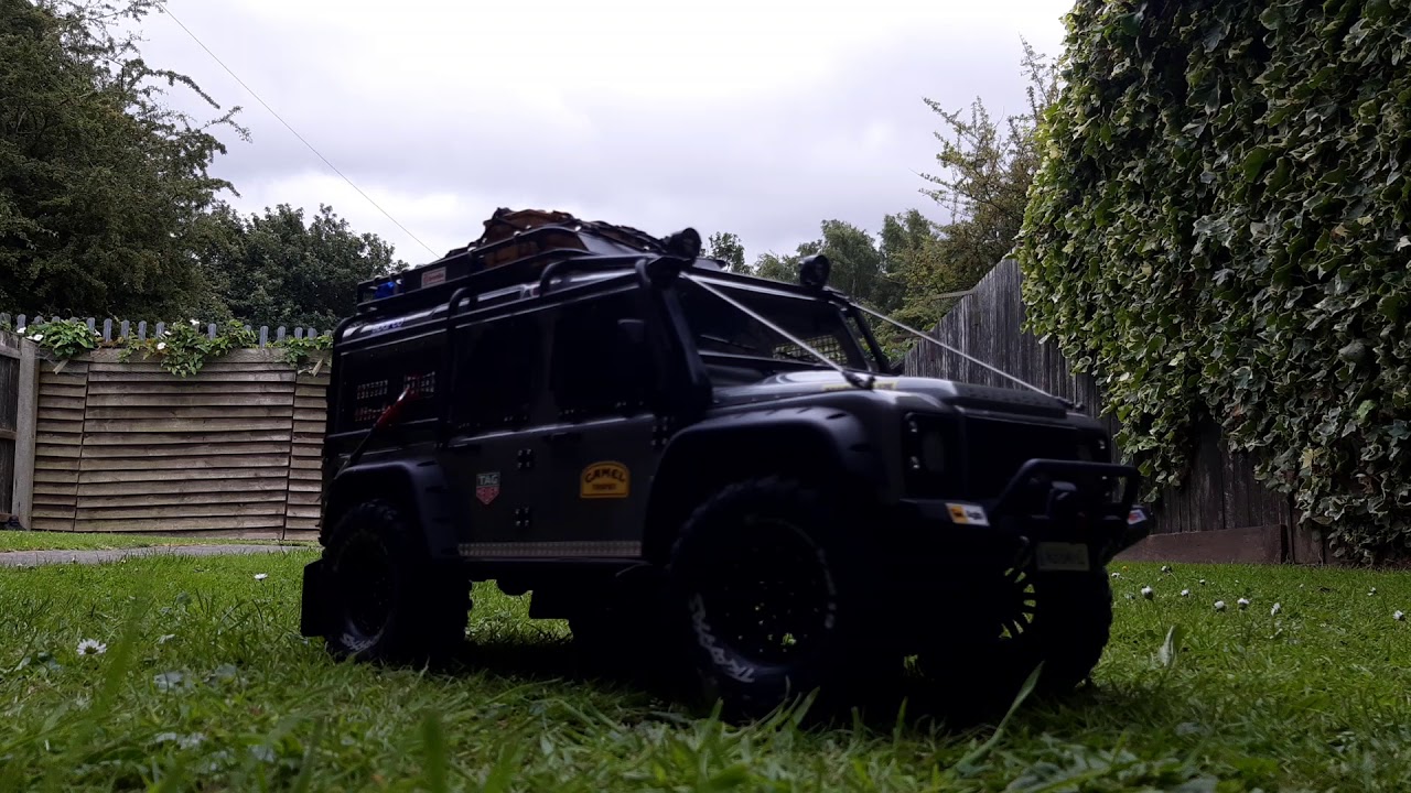 1/10 scale Traxxas TRX4 Land Rover Defender 110 (Diesel engine sound ...