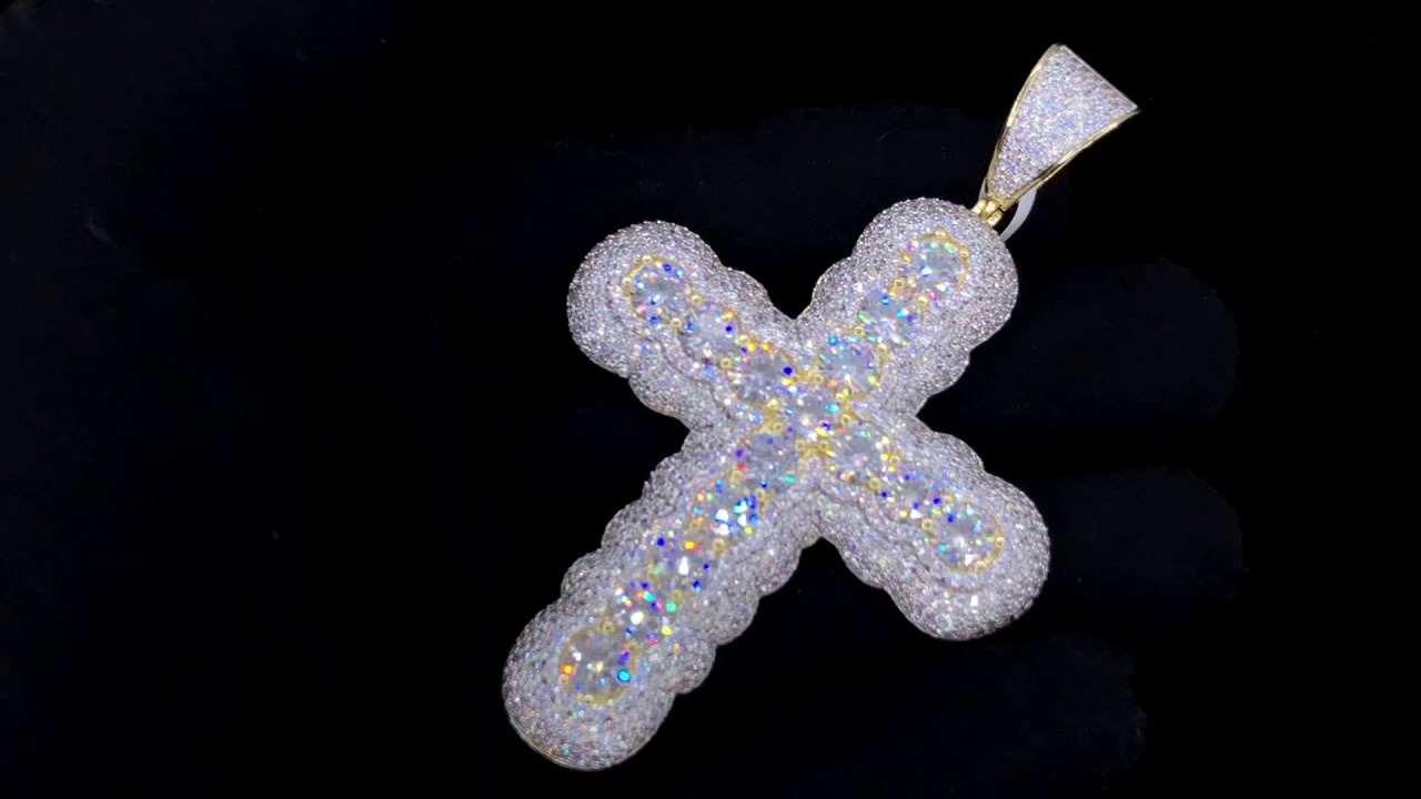 Gold XL Bubble Cross VVS CZ Hip Hop Iced Out Pendant | Bust Down Bling ...