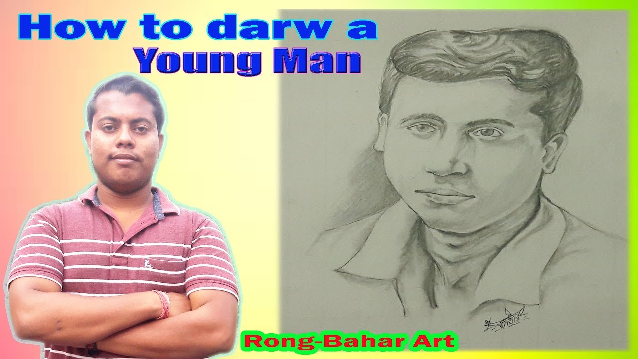 How to draw a Young Man Face step by step | Rong-Bahar Art - YouTube