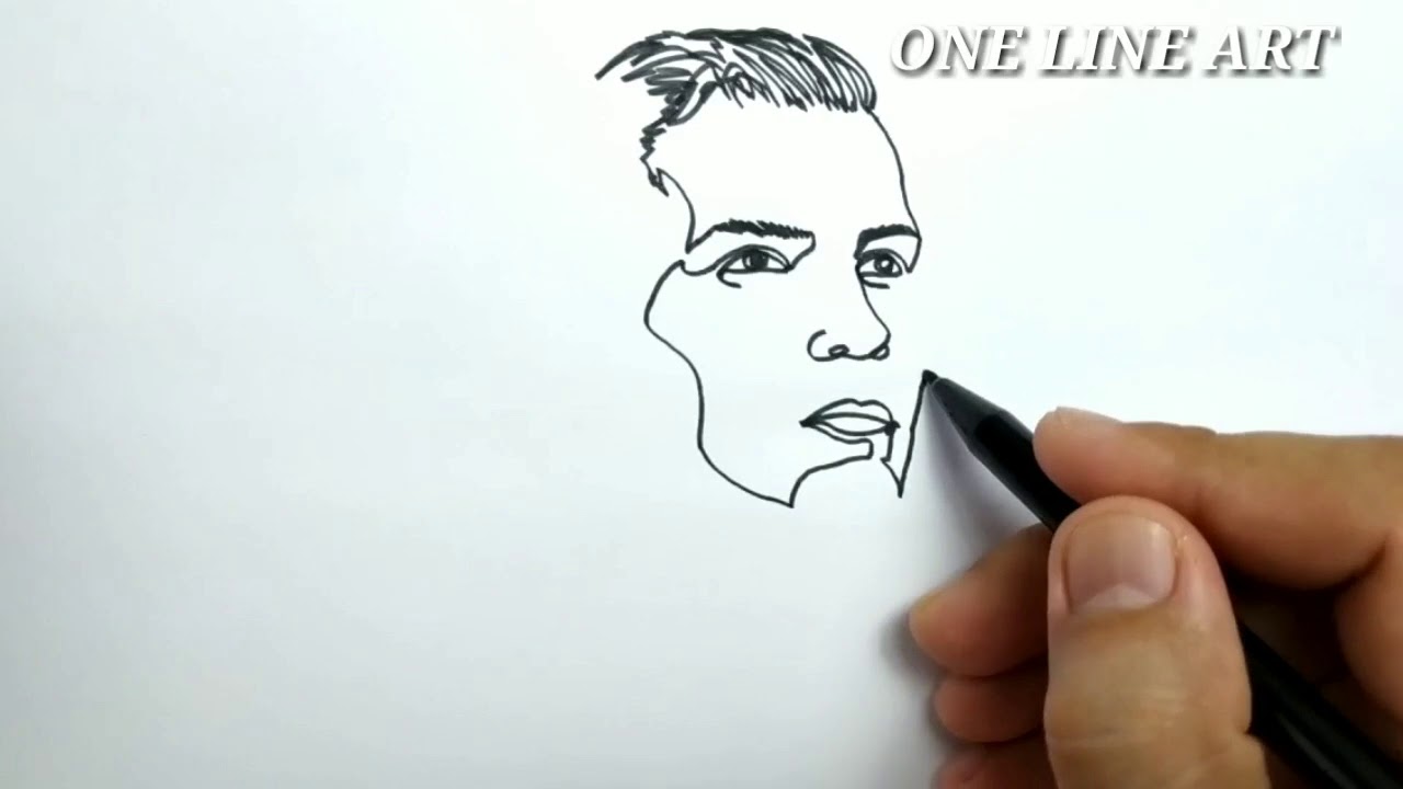 VERY EASY , one line drawing cristiano ronaldo / how to draw in one ...