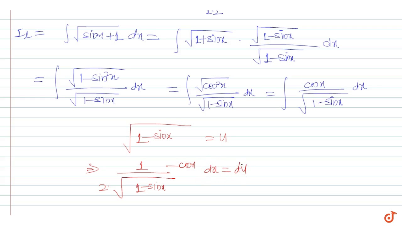 `int(sinx)/(sqrt(1+sinx))dx` - YouTube