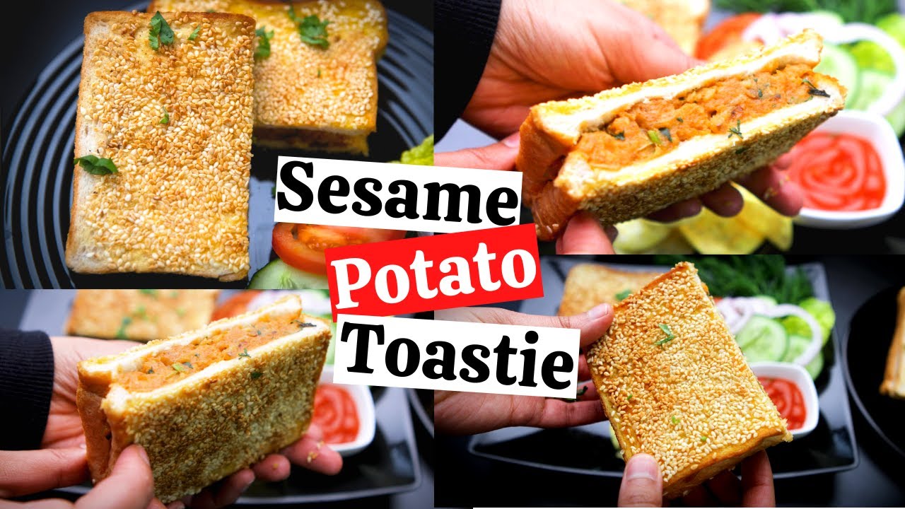 POTATO SESAME TOAST || Masala Potato Sesame Toasted Sandwich ...