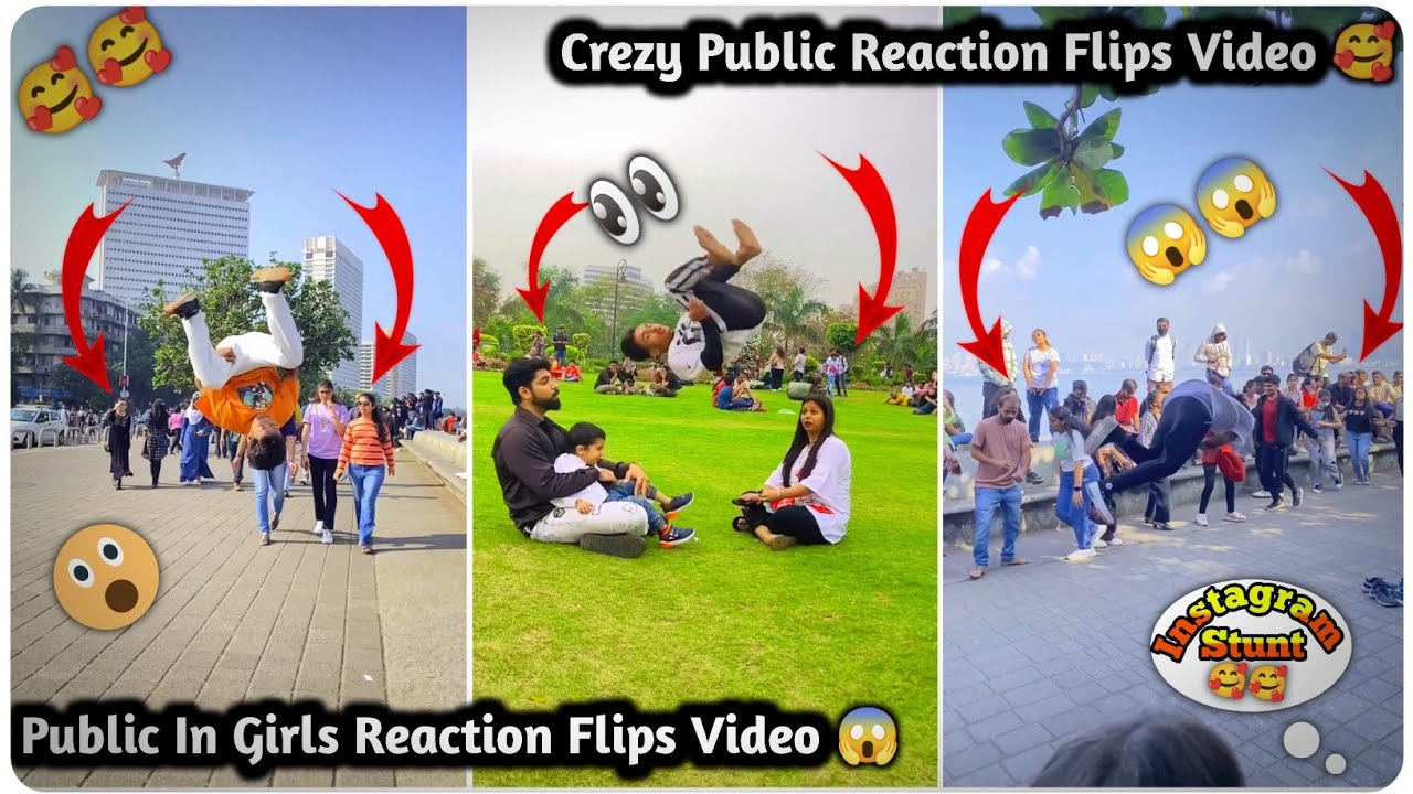 Stunts On Public Reaction || Flips In Public Girls Reaction || Public ...