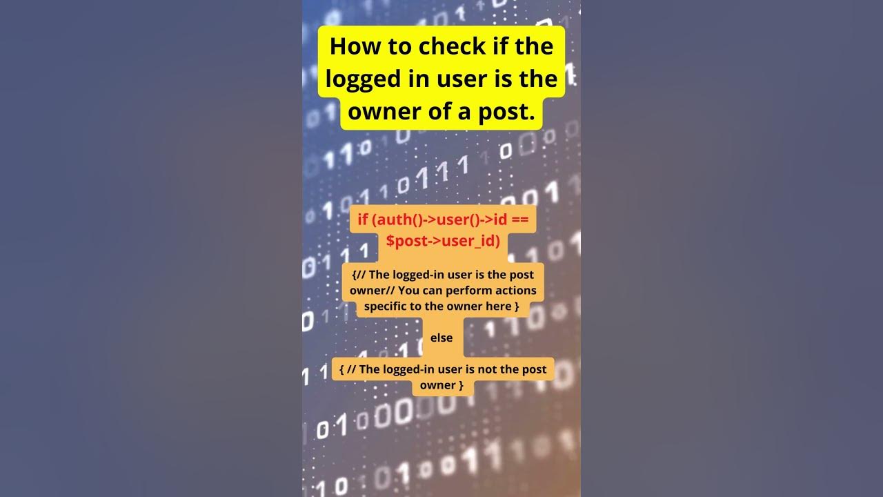 How to check if logged in user is the owner of a post in Laravel 10 controller? #laravel - YouTube