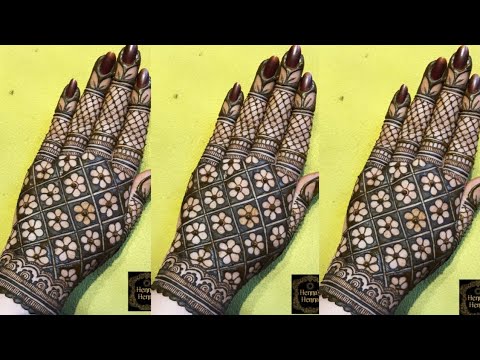 latest Check Pattern Mehndi Design | Easy back hand mehndi design ...