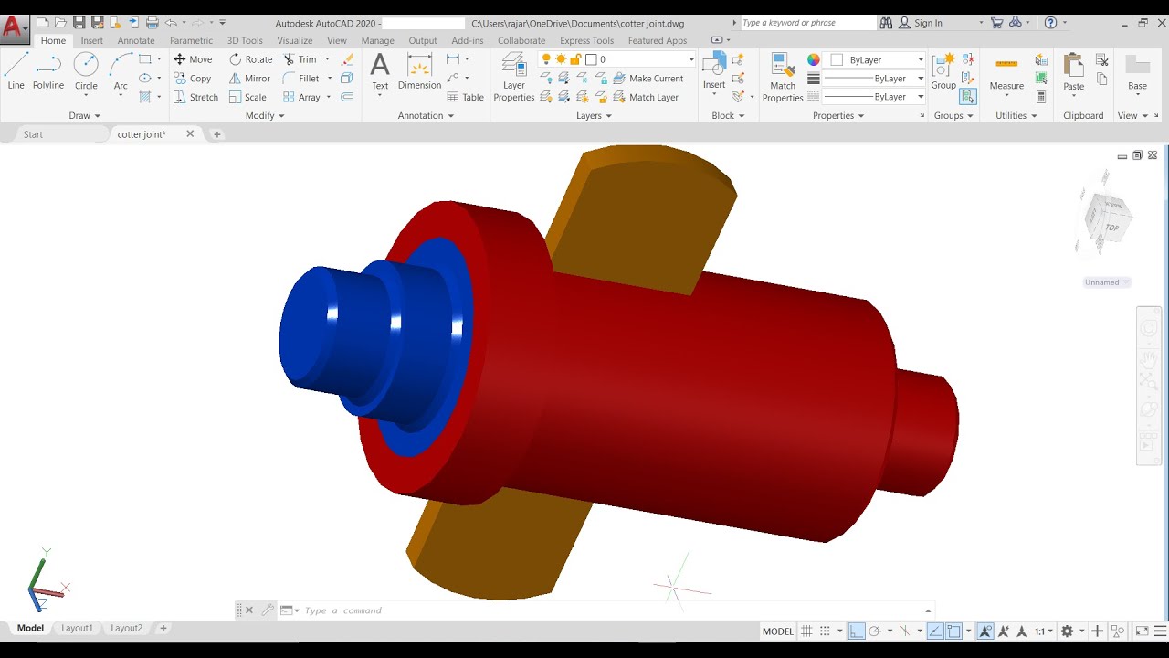 cotter joint modeling in autocad by (ⓐⓤⓣⓞⓒⓐⓓⓒⓜⓓ) - YouTube