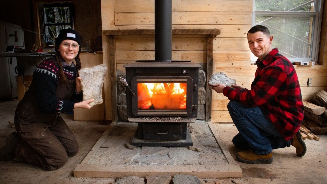 DIY Stone Hearth and Wood Stove Mantel | Part 2 - YouTube