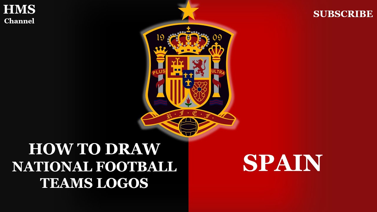How to draw National Football Team Logos | Spain / Logotipos De ...