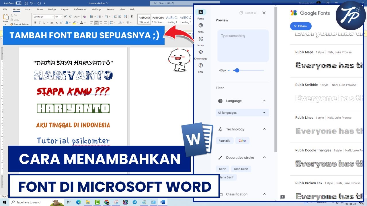 Cara Menambahkan Font Di Ms Word | Menambahkan Font Baru Di Word - YouTube