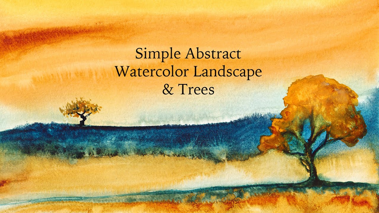 Simple Abstract Watercolor Landscape & Trees - YouTube