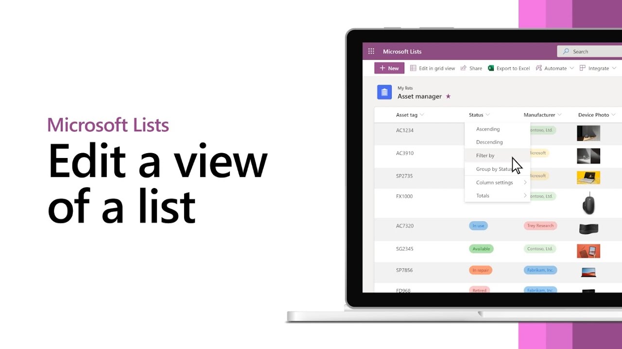 Getting Started With Microsoft Lists Edit A View Of A List Youtube