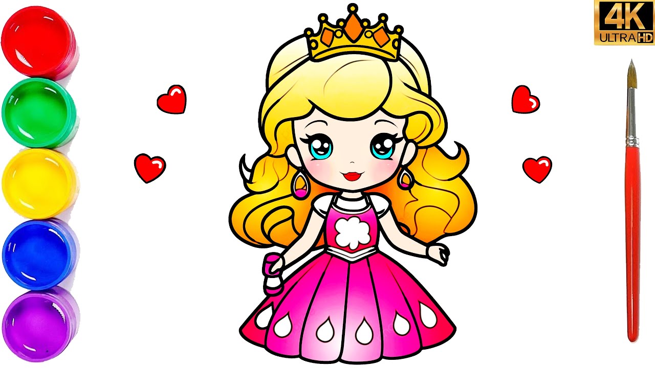 Easy Princess Drawing, How to Draw a Cute Princess for Kids, Easy ...