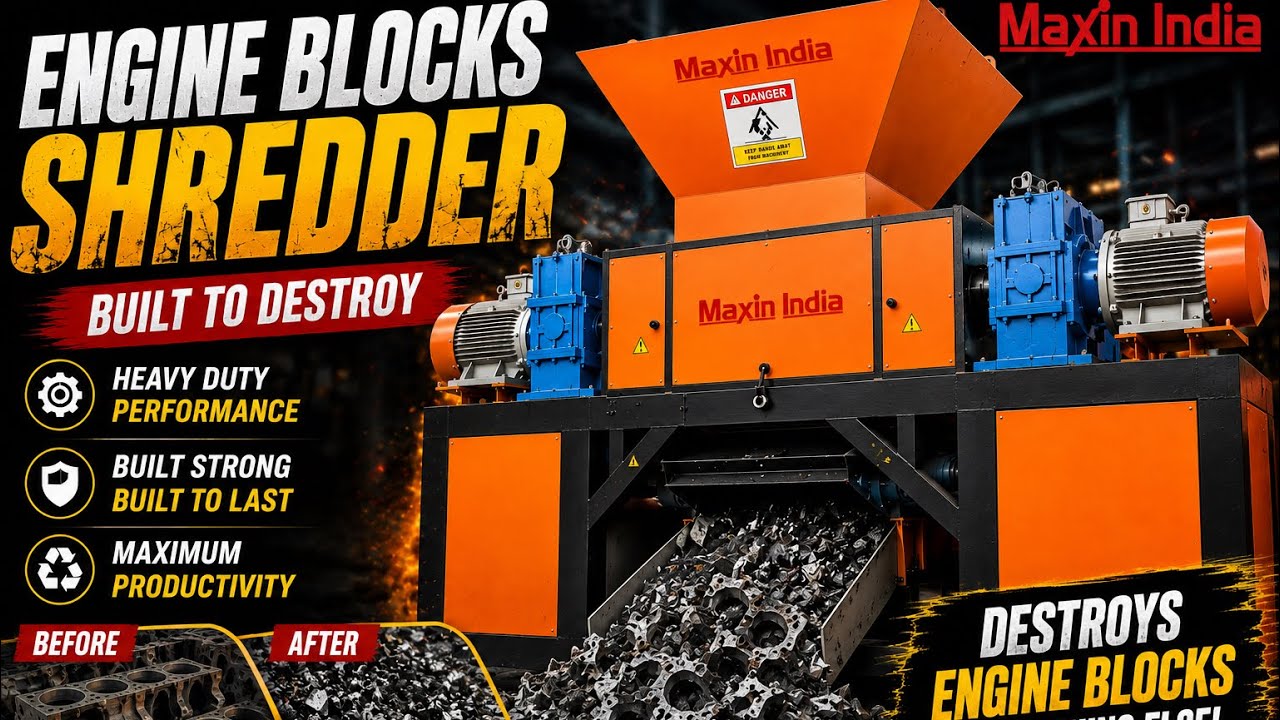 Industrial Engine blocks shredder, Dual shaft Engine crusher, # ...