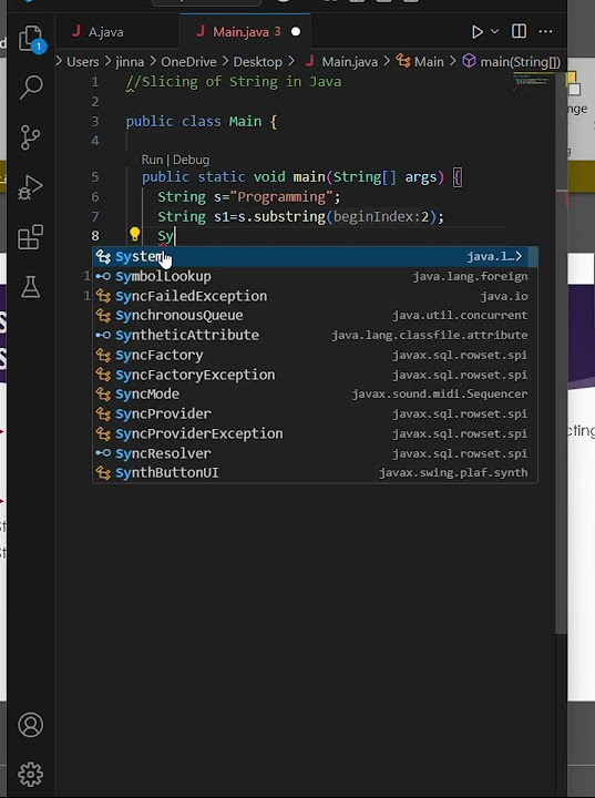 Slicing coding example of java programming - YouTube