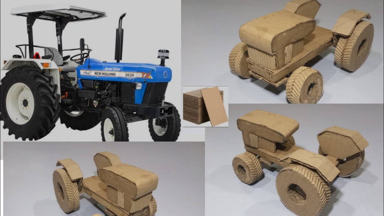 how to make New holland 3630 tractor model with cardboard - YouTube