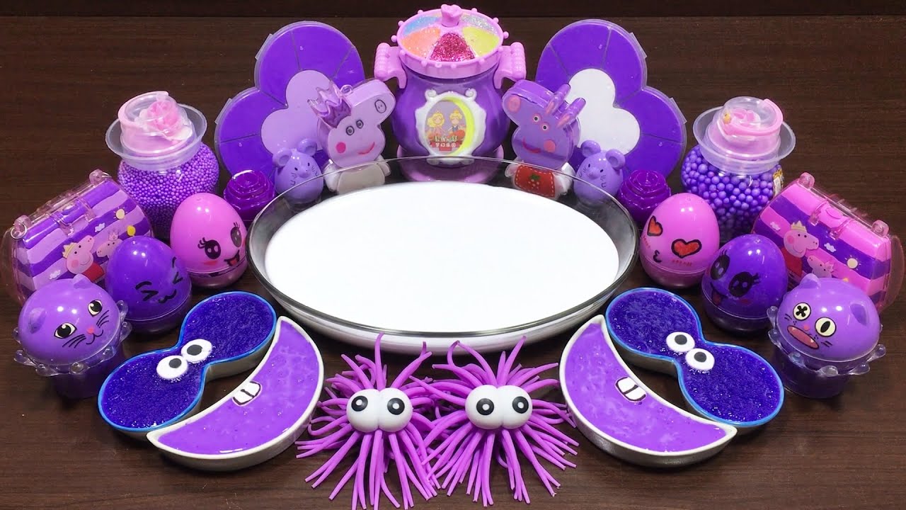 SATISFYING WITH PURPLE SLIME AND FLOAM ! Mixing Random Things Into ...