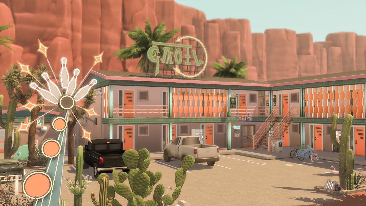 🛏️MIDCENTURY MODERN MOTEL 🏨🛎️ | The Sims 4 speed build | No CC - YouTube