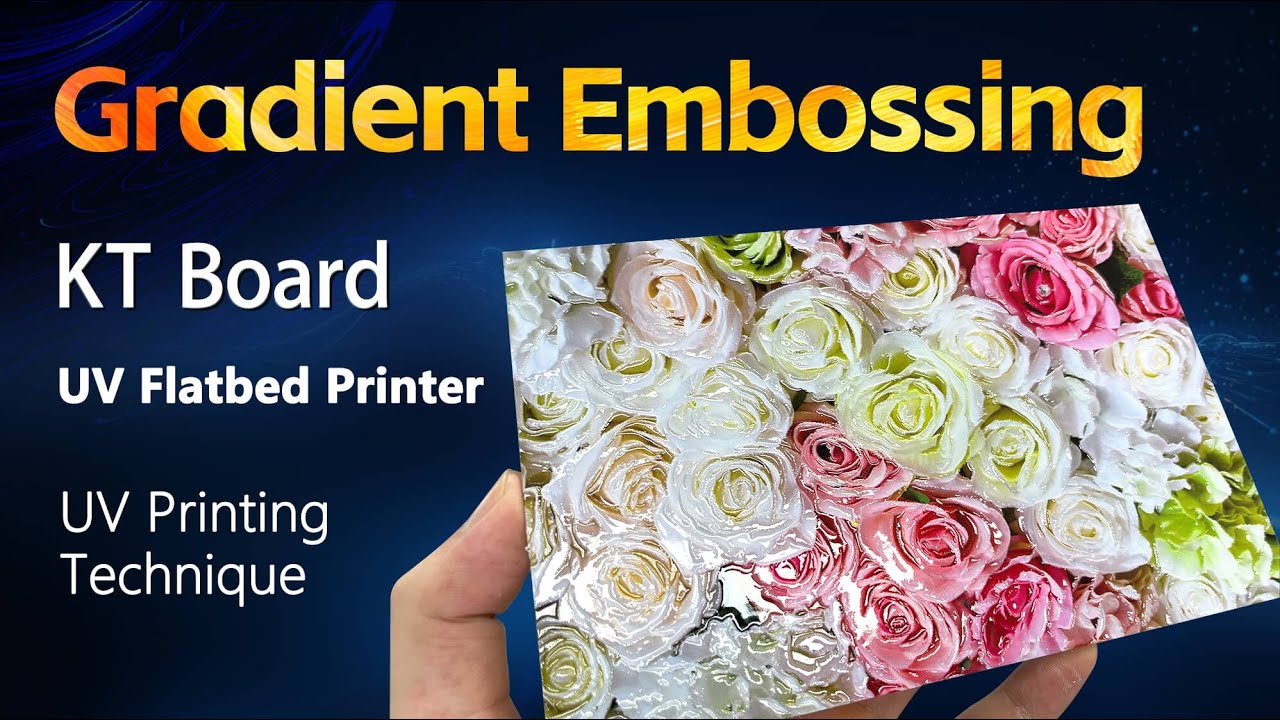 Gradient Embossing with Rainbow UV Flatbed Printer - YouTube