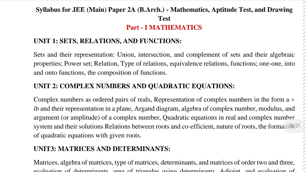 Syllabus For JEE Main Paper 2A 2024 Mathematics Aptitude Test and syllabus-for-jee-main-paper-2a-2024-mathematics-aptitude-test-and