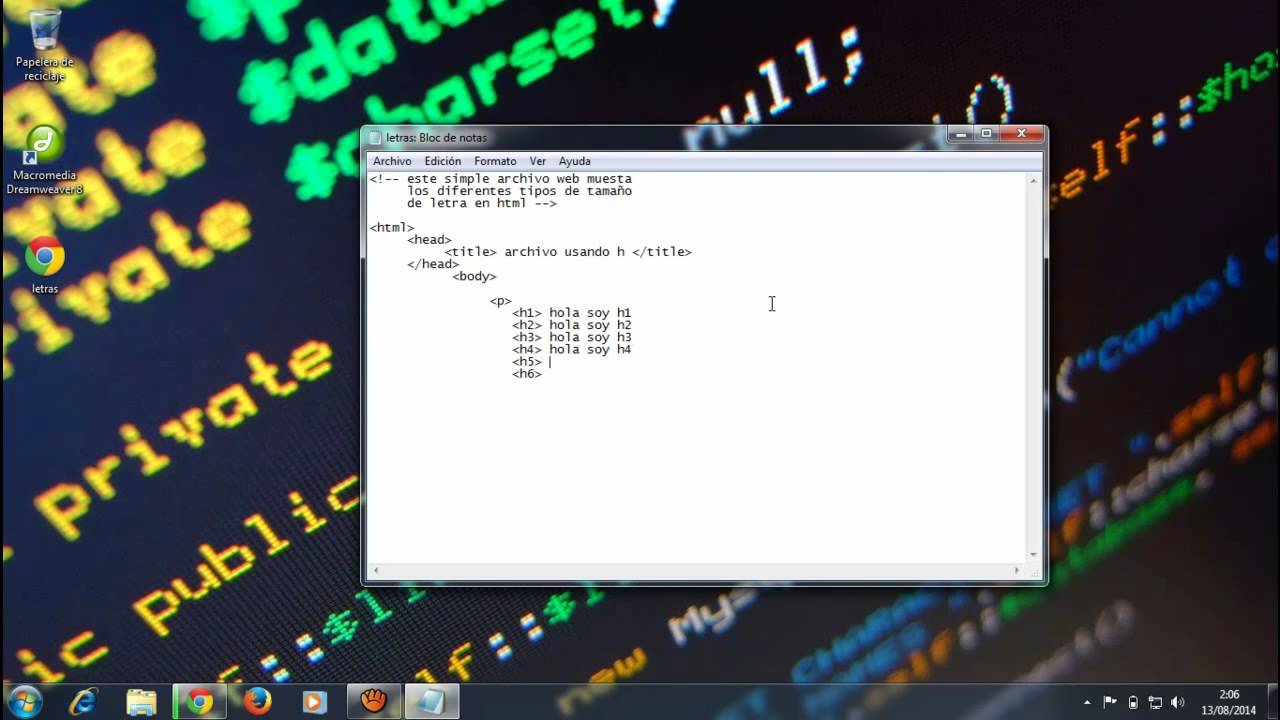 Tipos de tamaño de letra en HTML. - YouTube