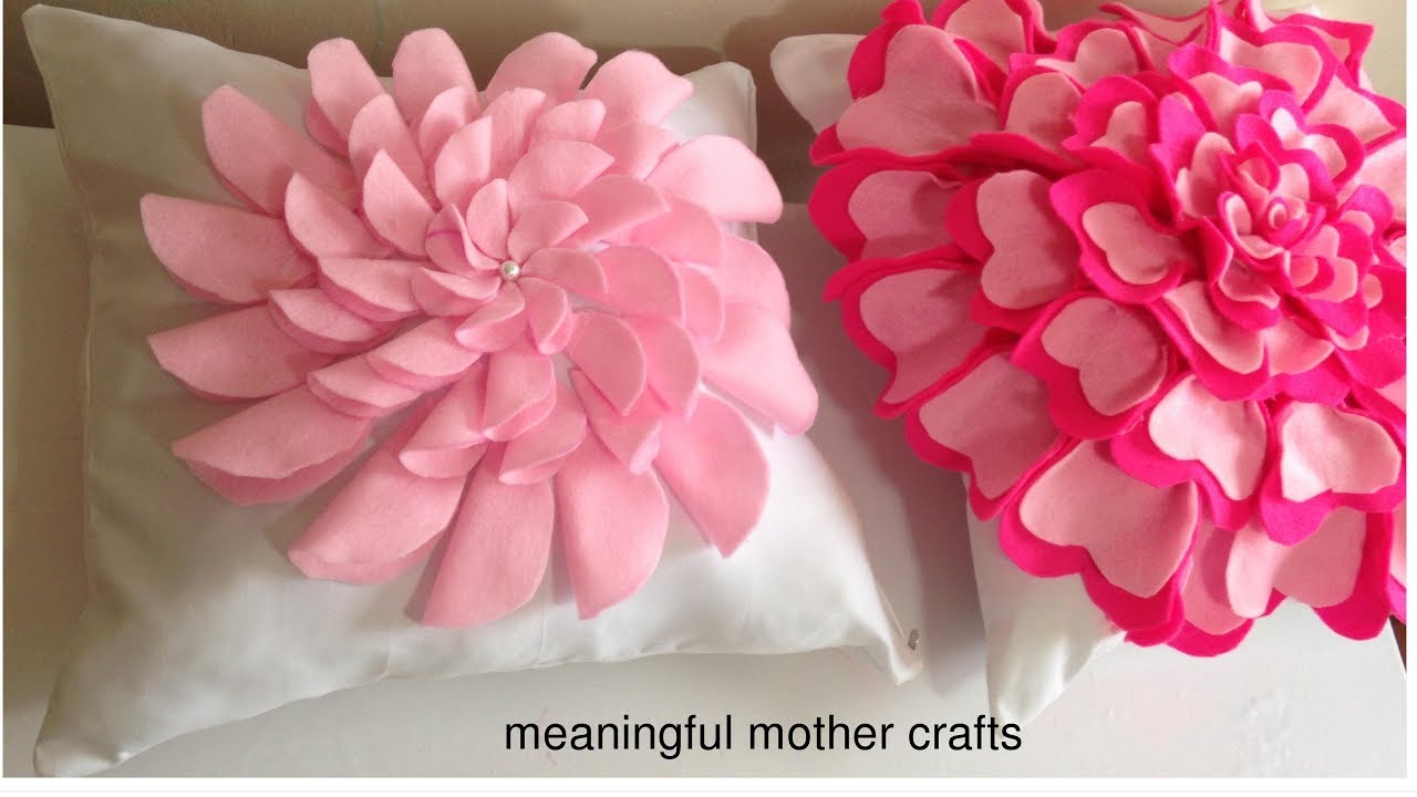 CUSHION COVER IDEAS.PINK FLOWER CUSHION - YouTube