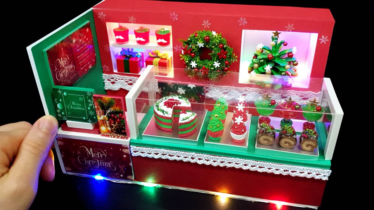 DIY Miniature Realistic Board shop - Christmas Dessert shop decor ...