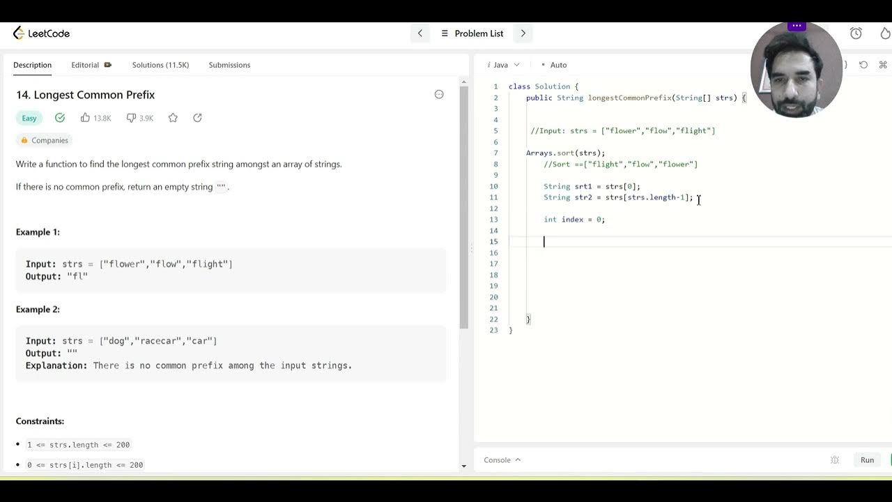 LeetCode 50 Question challenge Best Longest Common Prefix | Question21| Hindi - YouTube