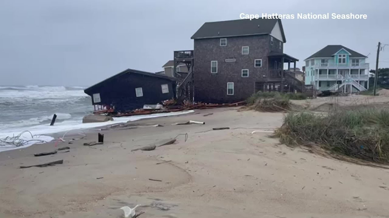 Video shows aftermath after homes collapse into ocean - YouTube