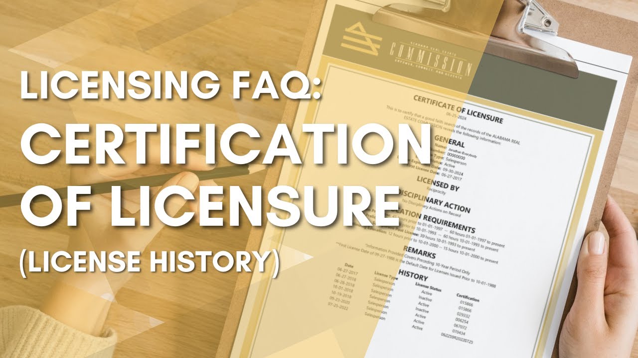 Licensing FAQ: Certification of Licensure (License History) - YouTube