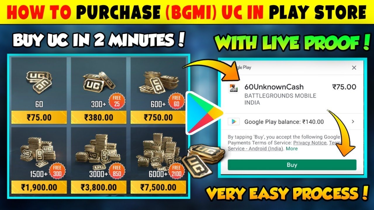 HOW TO PURCHASE (BGMI) UC IN PLAY STORE | HOW TO BUY UC IN BGMI | BGMI ...