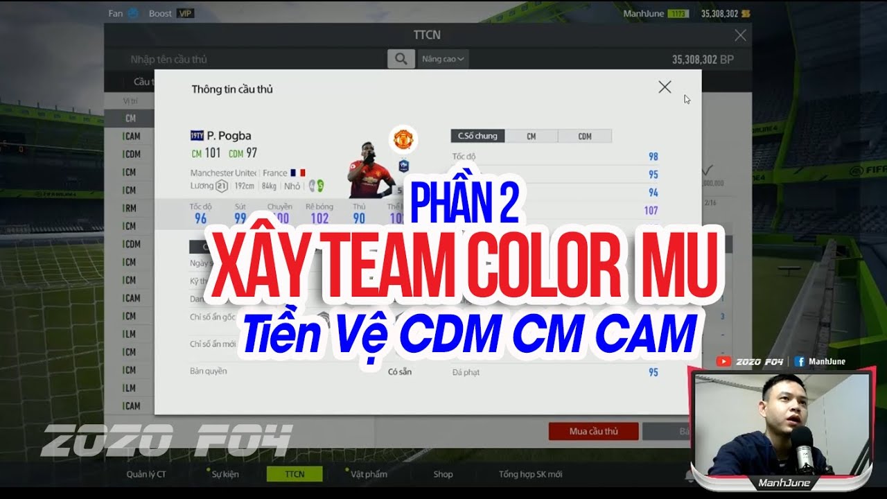 Xây Team Color MU Trong FO4 Phần 2 Tiền Vệ CDM CM CAM - YouTube
