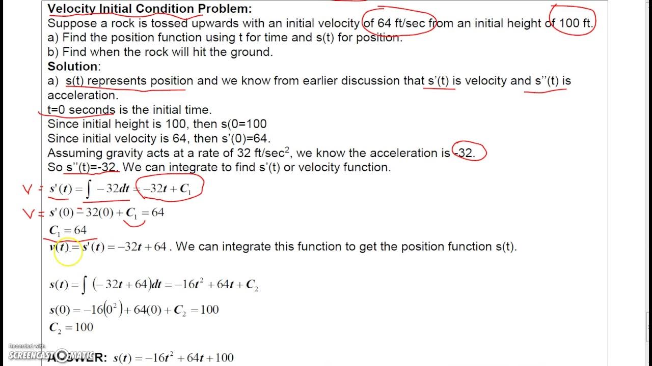 Calculus 1 Lecture 4 1 3 Initial Value Problem - YouTube