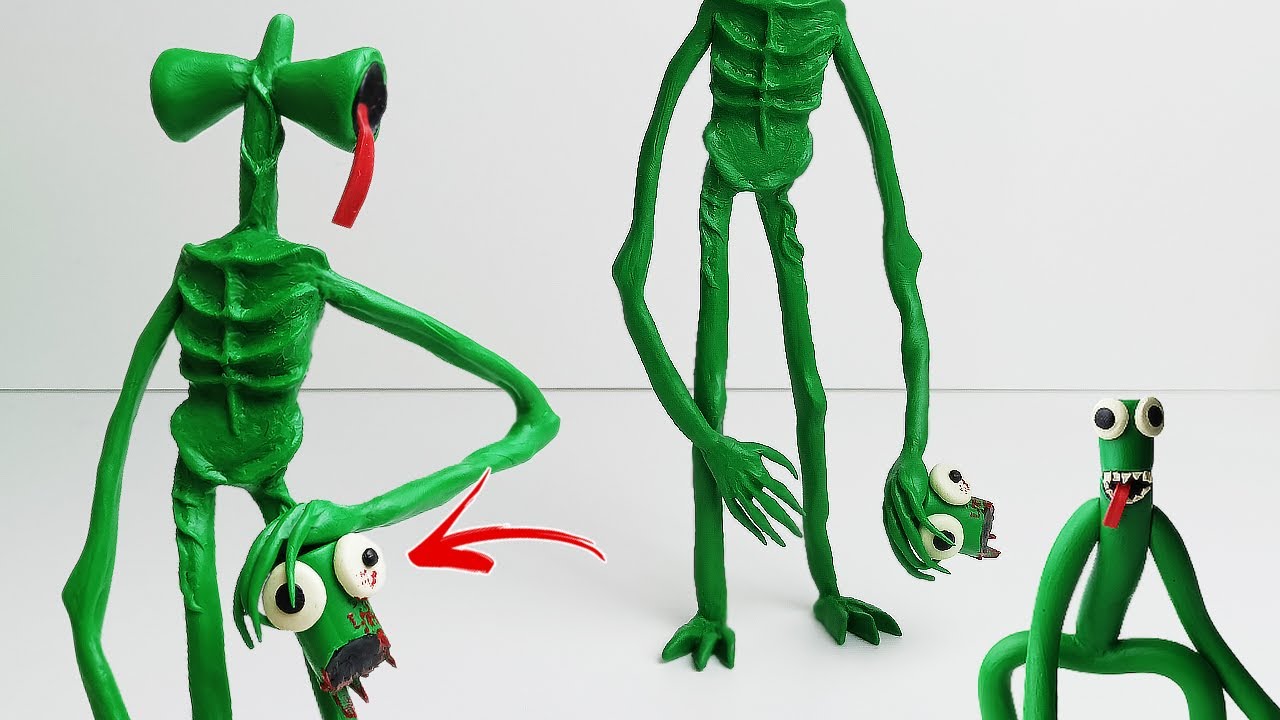 Making GREEN SIREN HEAD with clay from Rainbow Friends / ALL siren head ...