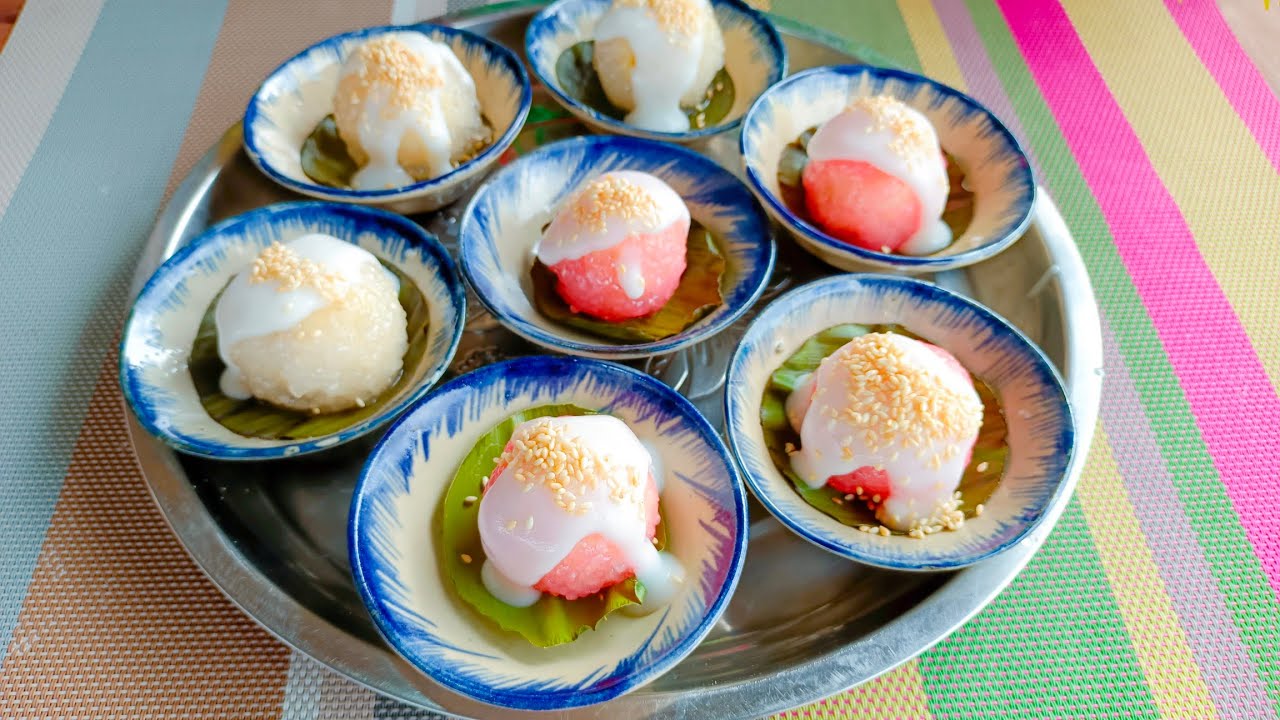 នំសាគូស្នូលសណ្តែកស្រូបខ្ទិះដូង - Sago With Mung Bean Filling Dessert ...