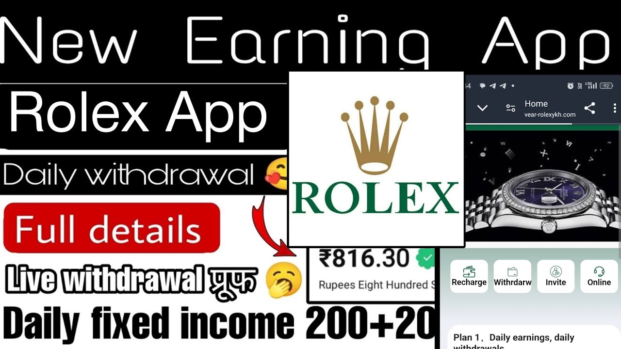 Today Earning App | Rolex App | Rolex earring app | Rolex app withdraw ...