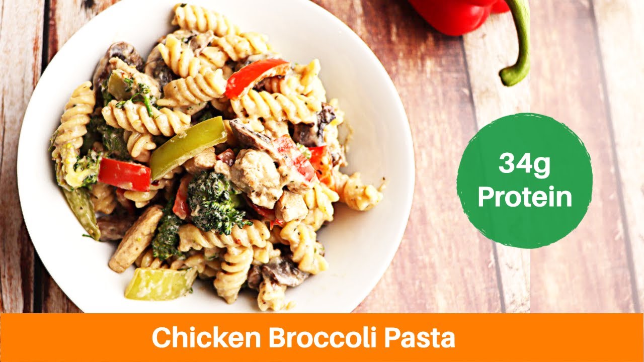 Chicken Broccoli Mushrooms Pasta in White Sauce Recipe - YouTube