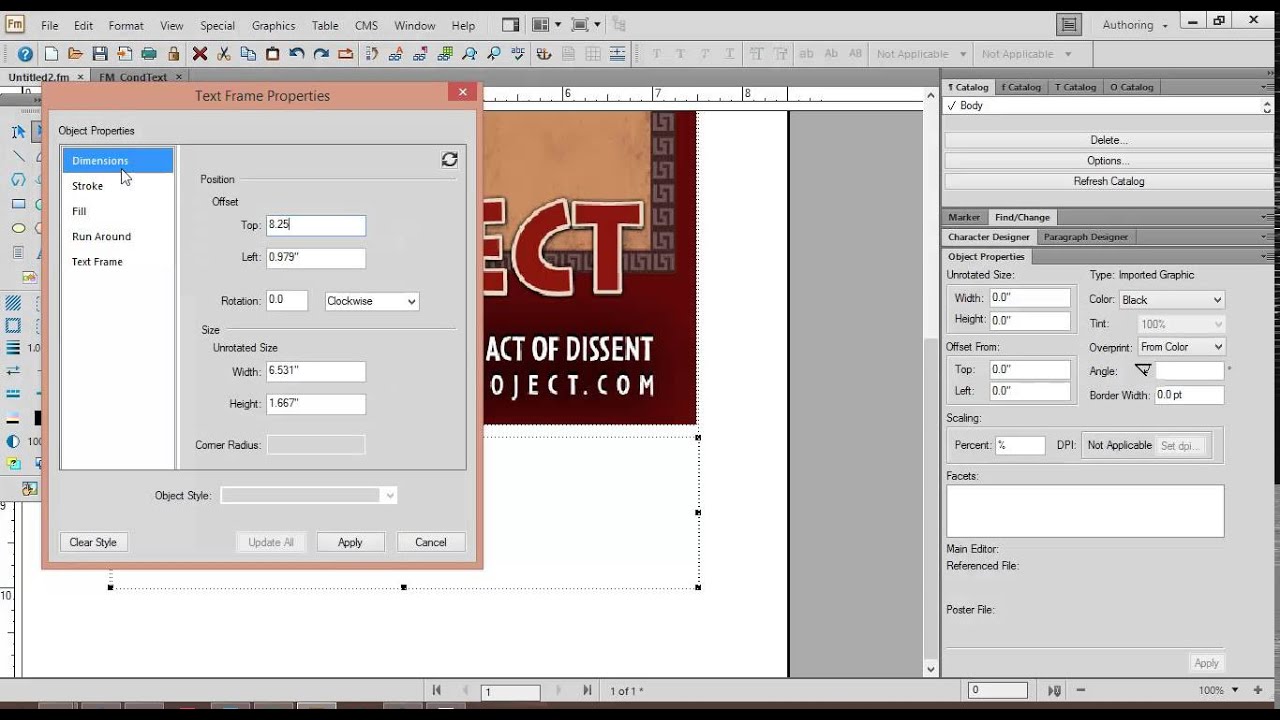Insert And Modify A Text Frame YouTube Insert And Modify A Text Frame YouTube