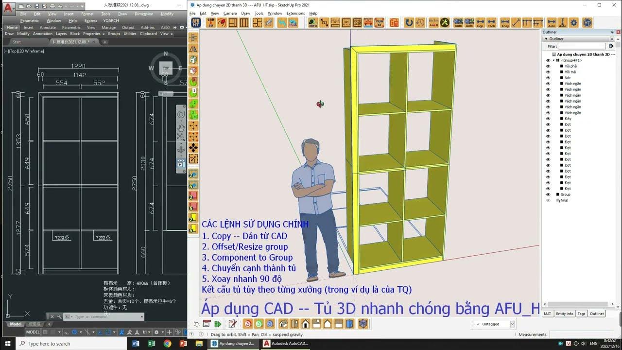 03_Chuyển từ 2D Cad sang 3D dễ dàng bằng Plugin AFU_HT Vẽ nhanh cho ...