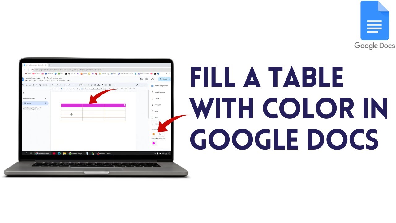 How To Fill A Table with Color In Google Docs - YouTube