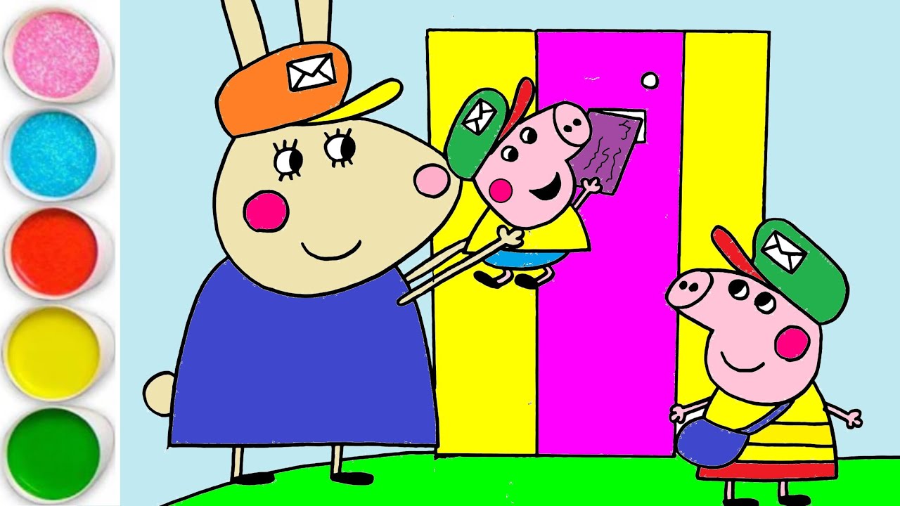 How to Draw and Color Peppa Pig And George Deliver The Mail 📬🐷 ...