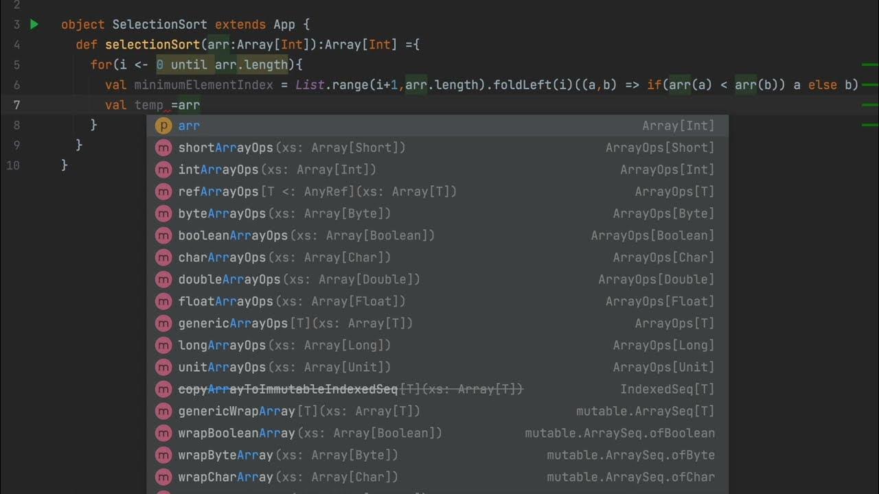 Implementation Of Selection Sort Algorithm In Scala Dsa Learn To Code In Scala Youtube
