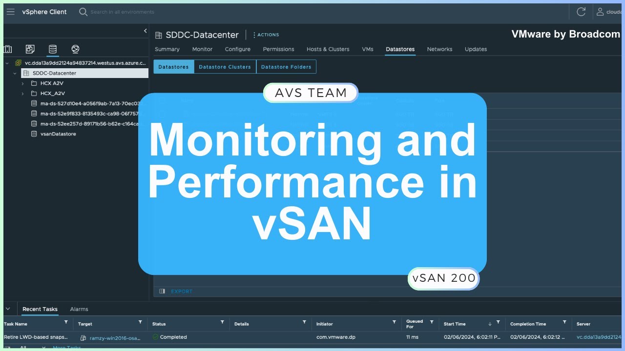 vSAN in Azure VMware Solution 200 - Performance and Monitoring - YouTube