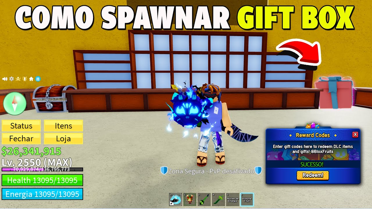 COMO SPAWNAR GIFT BOX + 3 NOVOS CÓDIGOS DE FRUTAS NO BLOX FRUITS - BLOX ...