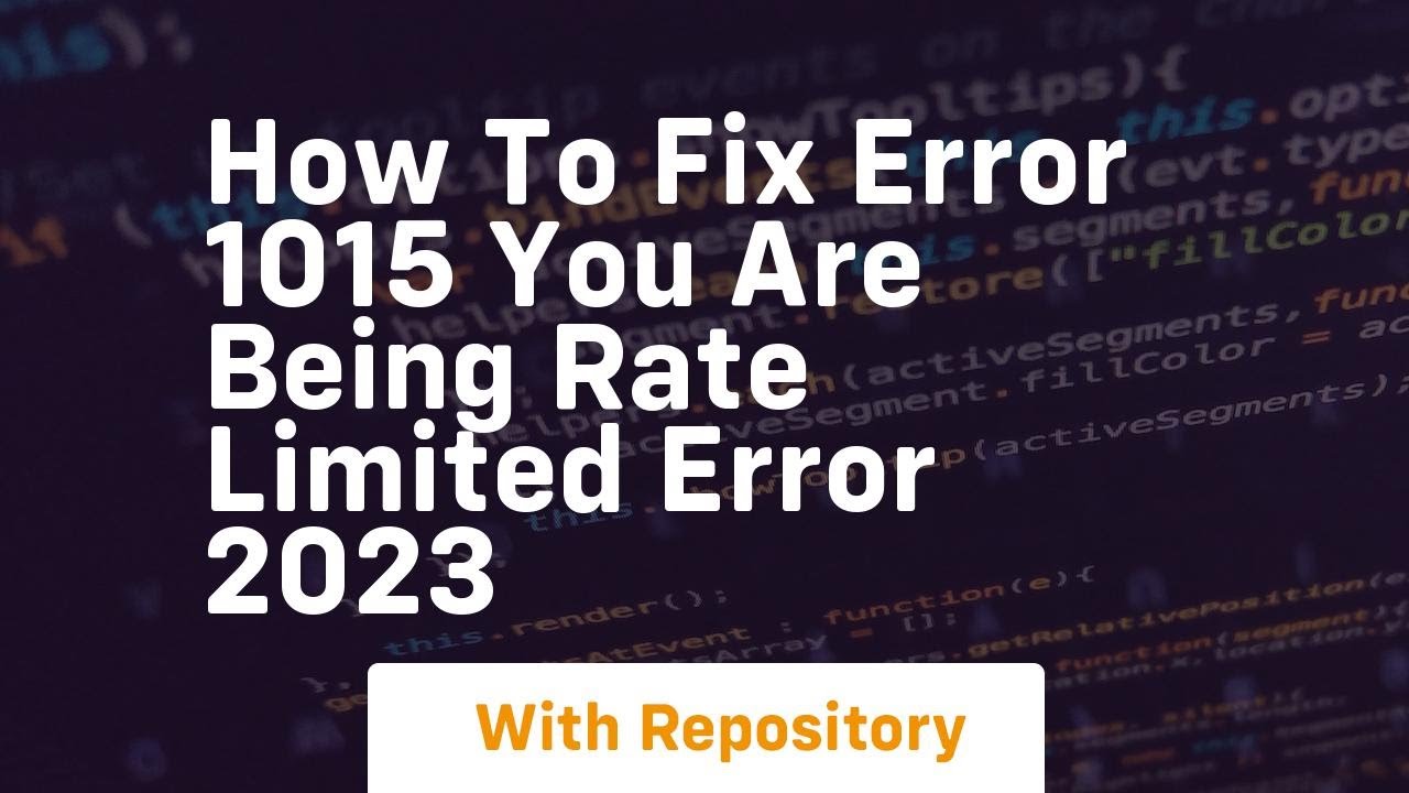 how to fix error 1015 you are being rate limited error 2023 - YouTube