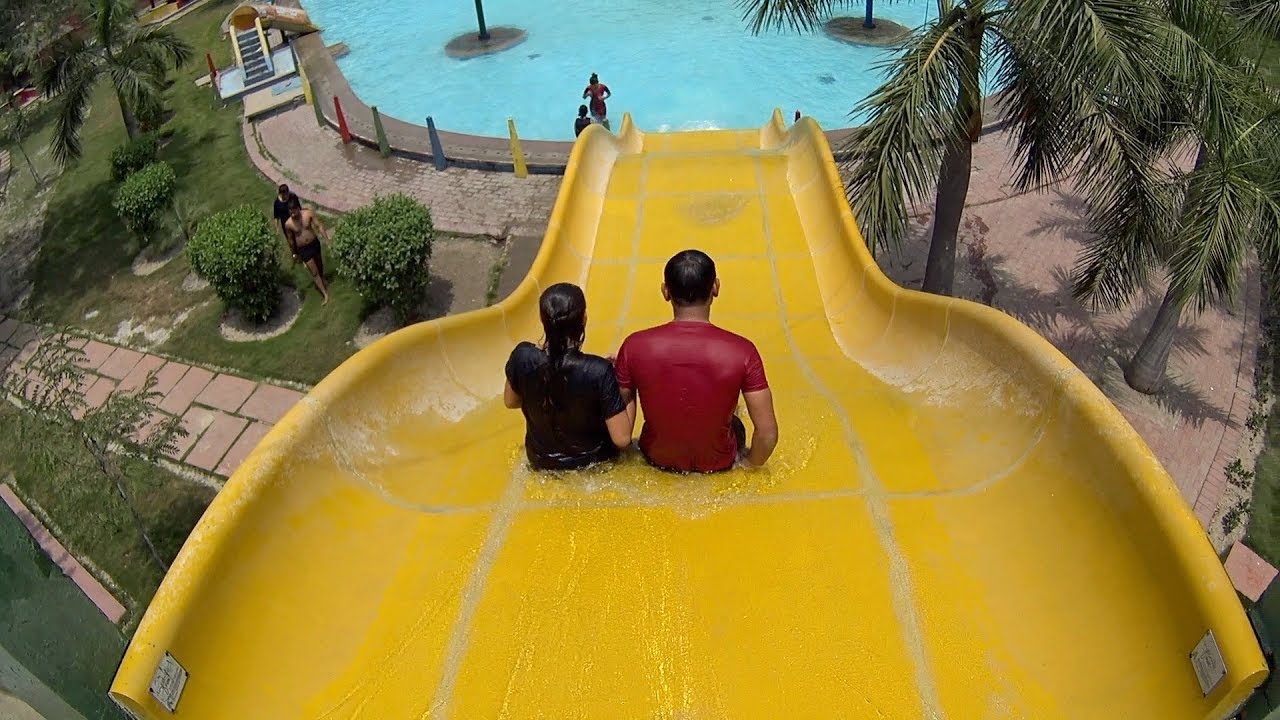 Strange Yellow Water Slide at Jungle Water Park - YouTube