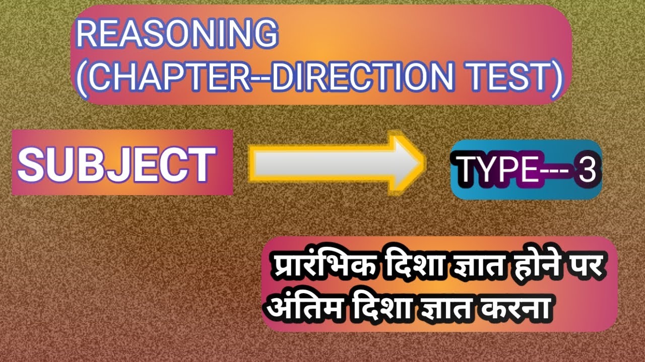 Reasoning(TYPE-3)chapter-Direction Test,subject - प्रारंभिक दिशा ज्ञात ...