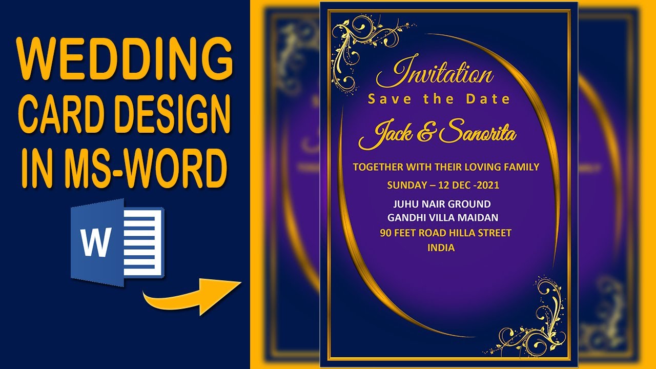 Wedding Invitation Card Design Tutorial in Microsoft word - YouTube