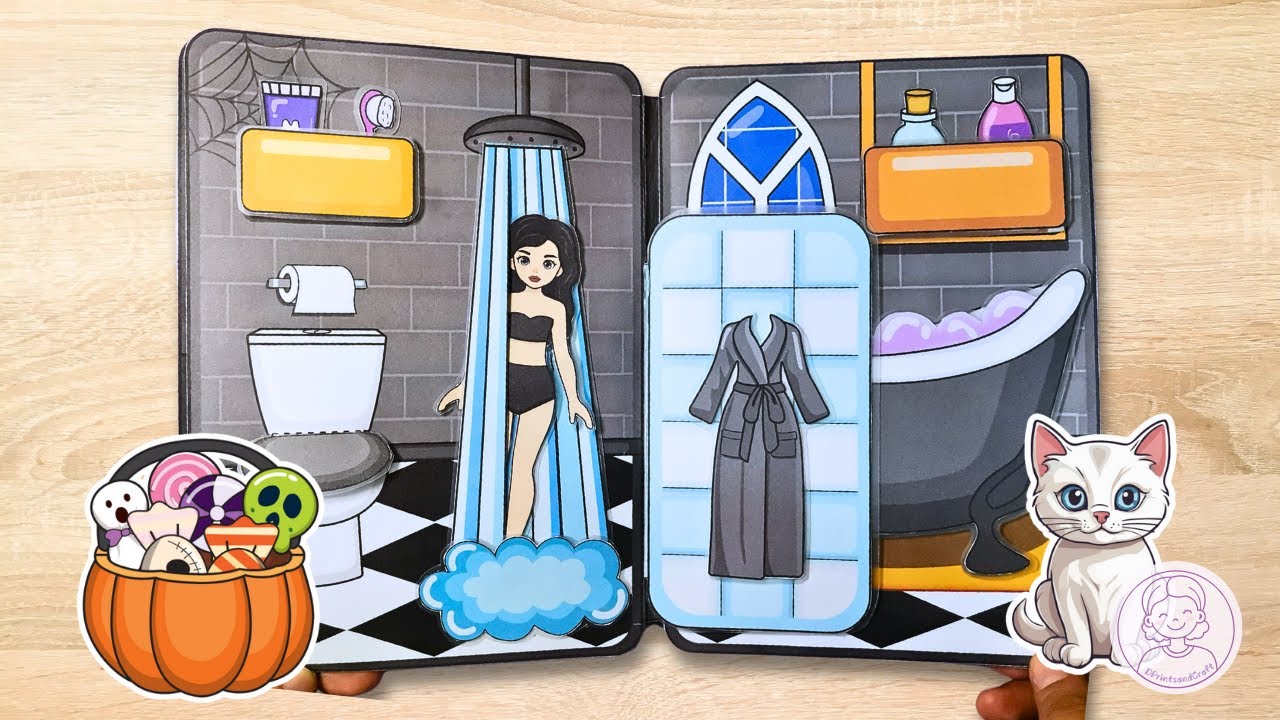 Paper DIY 👻 Paper doll house busy book tutorial - YouTube