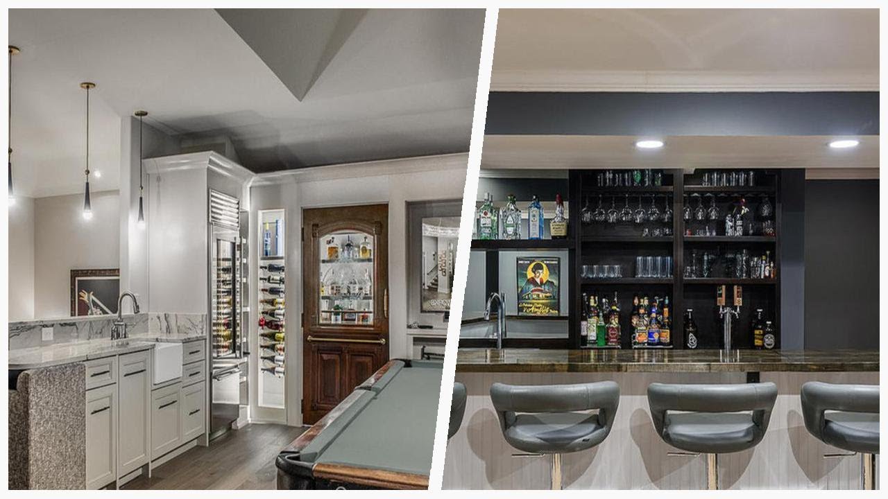 75 Gray Home Bar With Open Cabinets Design Ideas You'll Love 🔴 - YouTube