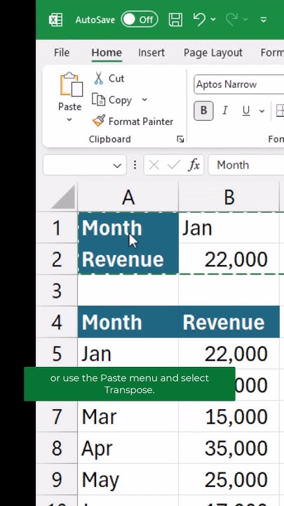 Switch rows and columns in Excel or Google Sheets #workhacks #exceltips #excel #spreadsheet ...
